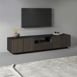 Lowboard Home Affaire, B:220cm H:46cm T:43cm, schwarz, Wohnzimmer, Sideboards, "Vega,Lowboard,TV Board,TV Schrank,220 cm", mit 4 T&uuml;ren und 1