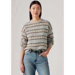 Levi's LEVI'S Damen Rundhalspullover "INES SWEATER NEUT", braun, Gr. L, Jacquardmuster, Strick, Obermaterial: 34% Baumwolle, 34% Wolle, 32% Polyamid,