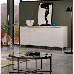 Sideboard Home Affaire, B:184cm H:86cm T:40cm, wei&szlig;, FSC-zertifizierter Holzwerkstoff, Wohnzimmer, Sideboards, "ALADINO", Breite 184 cm, komplett