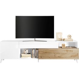Lowboard Home Affaire, B:241cm H:67cm T:42cm, wei&szlig;, Wohnzimmer, Sideboards, "Monaco in Breite 241 cm, TV-Schrank mit T&uuml;r, Klappe und Schubkasten",