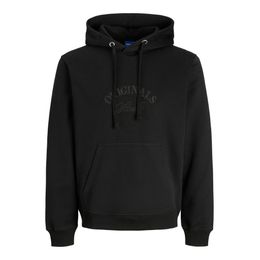 Jack & Jones PlusSize Herren Kapuzensweatshirt "JORBLEECKER BRANDING SWEAT HOOD BF PLS"schwarz detail:org, Gr. XXXL, JACK & JONES PLUSSIZE, bedruckt, angeraute Sweatware,