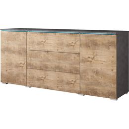 Sideboard Home Affaire, B:150cm H:67,9cm T:39,5cm, grau, Wohnzimmer, Sideboards, "VERA, grifflos", verstellbare Einlegeb&ouml;den, Wahlweise mit oder ohne