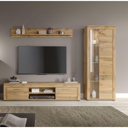 Wohnwand Home Affaire, B:235cm H:159cm T:35cm, braun, Holzwerkstoff, Wohnzimmer, Kastenm&ouml;bel-Sets, "Aosta, Breite 235cm, bestehend aus Lowboard,