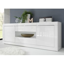 Sideboard Home Affaire, B:240cm H:86cm T:43cm, wei&szlig;, Wohnzimmer, Sideboards, "Basic Breite 240 cm, Kommode 2 T&uuml;ren, 2 Schubk&auml;sten, Anrichte", Weiss