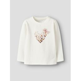 name it M&auml;dchen Langarmshirt "NMFNIVA LS TOP", wei&szlig;, Gr. 122, bedruckt, Jersey, Obermaterial: 95% Baumwolle, 5% Elasthan, Shirts