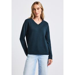 Street One Damen Strickpullovertide blau, Gr. 34, unifarben, Grobstrick, 60% Baumwolle, 40% Polyacryl, Pullover, im soften Baumwoll-Mix