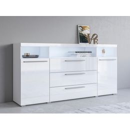 Sideboard OTTO HOME, B:182cm H:92cm T:38,5cm, wei&szlig;, ABS-Kunststoff, FSC-zertifizierter Holzwerkstoff, Kunststoff, Metall, Wohnzimmer, Sideboards,