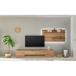 Wohnwand Home Affaire, B:300cm H:180cm T:45cm, braun, Holzwerkstoff, Wohnzimmer, Kastenm&ouml;bel-Sets, "City/Giron, moderne Anbauwand, Komplettset in