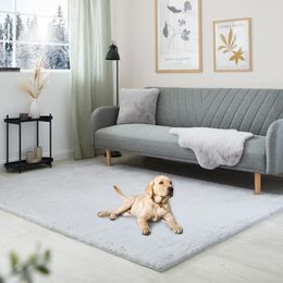 Hochflor-Teppich OTTO HOME, B:60cm H:30mm L:120cm, grau, Polyester, Teppiche, "Lugano", Kunstfell, Uni Farben, sehr weich & kuschelig