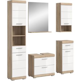 Badm&ouml;bel-Set Welltime, B:164cm H:191cm T:34cm, wei&szlig;, Holzwerkstoff, MDF, Kastenm&ouml;bel-Sets, "Siena, 5 teilig, bestehend aus:", Hochschrank, WBU,