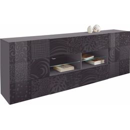 Sideboard Home Affaire, grau, Wohnzimmer, Sideboards, "Miro", Breite 241 cm mit dekorativem Siebdruck