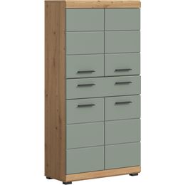 Midischrank Welltime, B:74cm H:141cm T:31cm, gr&uuml;n, FSC-zertifizierter Holzwerkstoff, Badezimmer, Schr&auml;nke, "SIENA, Breite 74cm, 4 T&uuml;ren, 1
