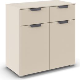 Kombikommode Rauch, B:80cm H:81cm T:42cmbeige (champagner), griffe graumetallic, Holzwerkstoff, Schlafzimmer, Sideboards, "Sideboard