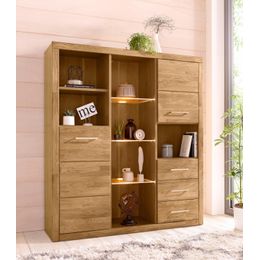 Highboard OTTO HOME, B:130cm H:145cm T:35cm, braun, Holz teilmassiv, Wohnzimmer, Sideboards, "Ribe,130cm breit145cm hoch,Fronten Massivholz,12