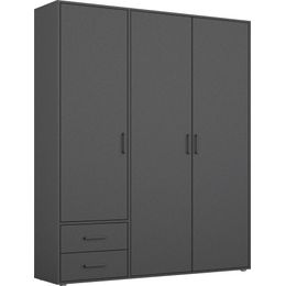 Dreht&uuml;renschrank Rauch, B:140cm H:194cm T:53cm, grau, Holzwerkstoff, Schr&auml;nke, "Kleiderschrank Schrank Garderobe W&auml;scheschrank VOYAGER", mit 2