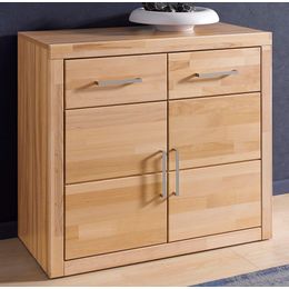 Kommode OTTO HOME, B:90cm H:80cm T:42cm, beige, Holz teilmassiv, Schlafzimmer, Sideboards, "Logo,90cm breit,42 cm tief, Fronten Massivholz,2 T&uuml;ren,2