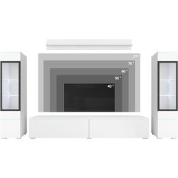 Wohnwand Home Affaire, B:260cm H:130cm T:33cm, beige, Wohnzimmer, Kastenm&ouml;bel-Sets, "VERA II", Vitrine mit Verglasung, stehend und h&auml;ngend, inklusive