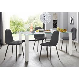 Essgruppe OTTO HOME, B:160cm, schwarz-wei&szlig;, Sitzm&ouml;bel-Sets, mit Glastisch, Breite 160 cm