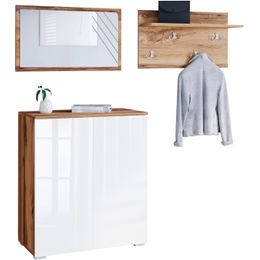 Garderoben-Set OTTO HOME, B:150cm H:80cm T:35cm, wei&szlig;, Flur, Kastenm&ouml;bel-Sets, "PARIS/ TOKYO", Kompaktgarderobe Breite 150cm mit Spiegel f&uuml;r Ihren