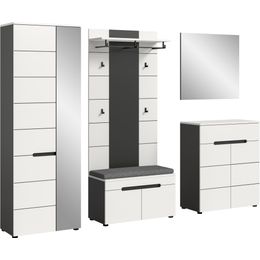 Garderoben-Set Home Affaire "REHAT, TOPSELLER, 5-teilig, Breite 255 cm, individuell erweiterbar", basalt grau, wei&szlig;, Kastenm&ouml;bel-Sets, Garderobenkombination, Kombination, Set, Flurgarderobe, Diele