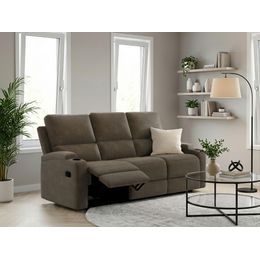 3-Sitzer OTTO HOME, B:207cm H:105cm T:94cm, beige, 100% Polyester, Sofas, "Napori", Kinosofa mit 2 x Relaxfunktion und Getr&auml;nkehalter