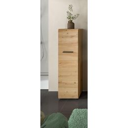 Stauraumschrank Welltime, B:30cm H:106cm T:30cm, braun, Holzwerkstoff, MDF, Schr&auml;nke, "FLORENZ, H&ouml;he 106 cm, 1 T&uuml;r, 4 F&auml;cher, stehend & h&auml;ngend