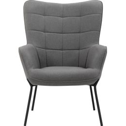 Loungesessel OTTO HOME, B:73cm H:99cm T:80cm, schwarz, Wohnzimmer, Sessel, "Luukas, Ohrensessel mit Metallbeinen", Stoff recyceltes Polyester, Sitz