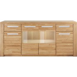 Sideboard OTTO HOME, B:200cm H:90cm T:40cm, braun, Holz teilmassiv, Wohnzimmer, Sideboards, "Kolding", Breite 200 cm mit 2 Glast&uuml;ren und 2 Holzt&uuml;ren