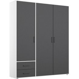 Dreht&uuml;renschrank Rauch, B:140cm H:194cm T:53cm, wei&szlig;, Holzwerkstoff, Schr&auml;nke, "Kleiderschrank Schrank Garderobe W&auml;scheschrank VOYAGER", mit 2