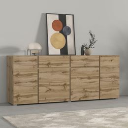 Sideboard OTTO HOME, B:195cm H:78,3cm T:40cm, braun, FSC-zertifizierter Holzwerkstoff, Melamin, Metall, Wohnzimmer, Sideboards, "Metric,Breite 195