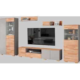 Wohnwand OTTO HOME, B:345cm H:185cm T:35cm, braun, Holzwerkstoff, Massivholz, Wohnzimmer, Kastenm&ouml;bel-Sets, sch&ouml;ne moderne Optik
