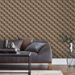 Sublime Vliestapete "VINTAGE GEOMETRIC", B/L: 0,52m x 10m, Rollen: 1, braun, Wohnzimmer, Tapeten, Design Tapeten