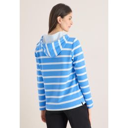 Cecil Damen Langarmshirtfountain blau, Gr. L, gestreift, Web, 48% Baumwolle, 48% Modal, 4% Elasthan, Shirts, mit Kapuze