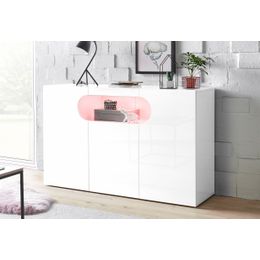 Sideboard Home Affaire, B:130cm H:81,5cm T:40cm, wei&szlig;, FSC-zertifizierter Holzwerkstoff, Wohnzimmer, Sideboards, "Real,Vitrine,Kommode,Schrank,Breite