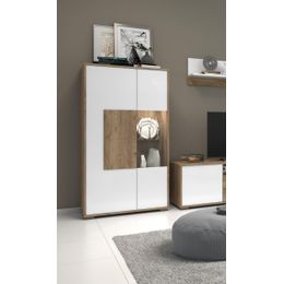 Vitrine OTTO HOME, B:77,1cm H:149,2cm T:40,6cm, wei&szlig;, Spanplatte, Wohnzimmer, Schr&auml;nke, "Stela", mit Push-to-open und Soft-Close-Funktion