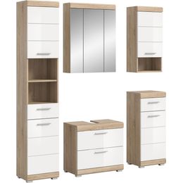 Badm&ouml;bel-Set Welltime, B:164cm H:191cm T:34cm, wei&szlig;, Holzwerkstoff, MDF, Kastenm&ouml;bel-Sets, "Siena, 5 teilig, bestehend aus:", Hochschrank, WBU,