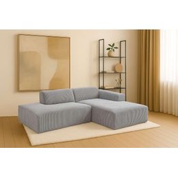 Ecksofa Home Affaire, B:227cm H:71cm T:161cm, grau, 94% Polyester; 6% Nylon, Wohnzimmer, Sofas, "Noord mit Kedernaht, Breite 227 cm, L-Form", Cord,