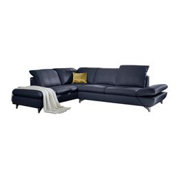 Ecksofa W.Schillig, B:296cm H:84cm T:242cm, blau, Longlife Xtra-Leder Z59: Glattleder mit modischer Pr&auml;gung. Hautst&auml;rke 0, 9 - 1, 1 mm, Wohnzimmer,