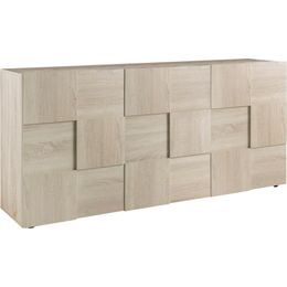 Sideboard Home Affaire, B:181cm H:84cm T:42cm, braun, Wohnzimmer, Sideboards, "Dama Breite 181, Kommode 3 T&uuml;ren, Anrichte", Front in 3D-Optik, viel