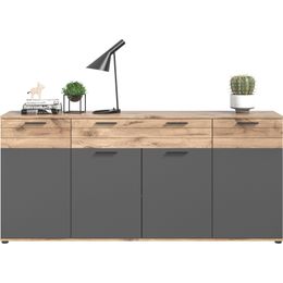 Sideboard Home Affaire, B:200cm H:91cm T:40cm, braun, FSC-zertifizierter Holzwerkstoff, Wohnzimmer, Sideboards, "Riga", Breoite 200 cm
