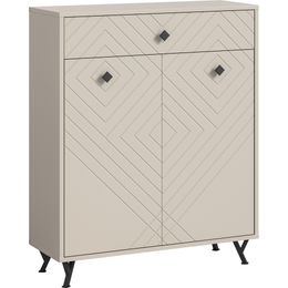 Schuhkommode Home Affaire, B:80cm H:100cm T:35cm, beige, FSC-zertifizierter Holzwerkstoff, MDF, Sideboards, "Mento, Breite 80 cm, 2 T&uuml;ren & 1