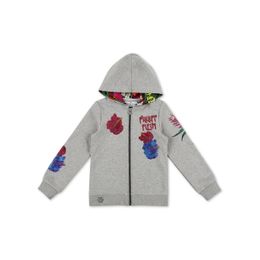 Philipp Plein M&auml;dchen Kapuzensweatjacke "Hoodie Sweatjacket Flowers"10, grau, Gr. 8, Obermaterial: 75% Baumwolle, 20% Polyester, 5% Elasthan,