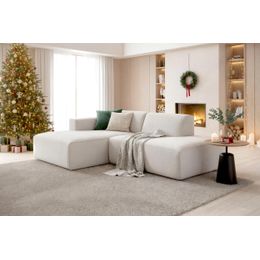 Ecksofa Home Affaire, B:227cm H:71cm T:161cm, beige, 94% Polyester; 6% Nylon, Wohnzimmer, Sofas, "Noord mit Kedernaht, Breite 227 cm, L-Form", Cord,