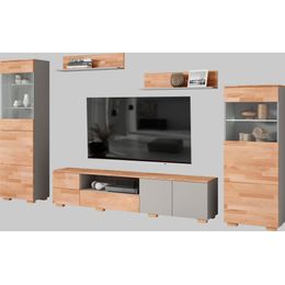 Wohnwand OTTO HOME, B:310cm H:185cm T:35cm, braun, Holzwerkstoff, Massivholz, Wohnzimmer, Kastenm&ouml;bel-Sets, sch&ouml;ne moderne Optik