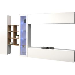 Wohnwand Home Affaire, B:320cm H:180cm T:30cm, wei&szlig;, Spanplatte, Wohnzimmer, Kastenm&ouml;bel-Sets, "Maruska"