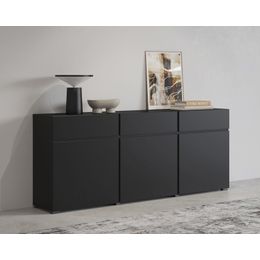 Kommode OTTO HOME, B:180cm H:78,3cm T:40cmschwarz, FSC-zertifizierter Holzwerkstoff, Melamin, Flur, Sideboards, "Cross,Breite 180 cm, moderne