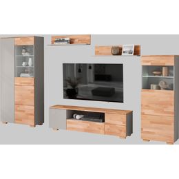 Wohnwand OTTO HOME, B:305cm H:185cm T:35cm, braun, Holzwerkstoff, Massivholz, Wohnzimmer, Kastenm&ouml;bel-Sets, sch&ouml;ne moderne Optik