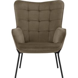 Loungesessel OTTO HOME, B:73cm H:99cm T:80cm, braun, Wohnzimmer, Sessel, "Luukas, Ohrensessel mit Metallbeinen", Stoff recyceltes Polyester, Sitz und