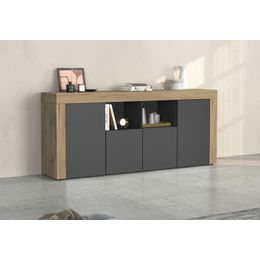 Sideboard OTTO HOME, B:200cm H:85cm T:40cm, grau, FSC-zertifizierter Holzwerkstoff, Wohnzimmer, Sideboards, "CHRONOS Breite 200 cm mit 4 T&uuml;ren, 2