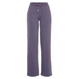 Vivance Damen Relaxhose, Gr. 32, lila, angeraute Sweatware, Obermaterial: 50% Polyester, 30% Viskose, 20% Baumwolle, unifarben, Basic, Hosen, mit